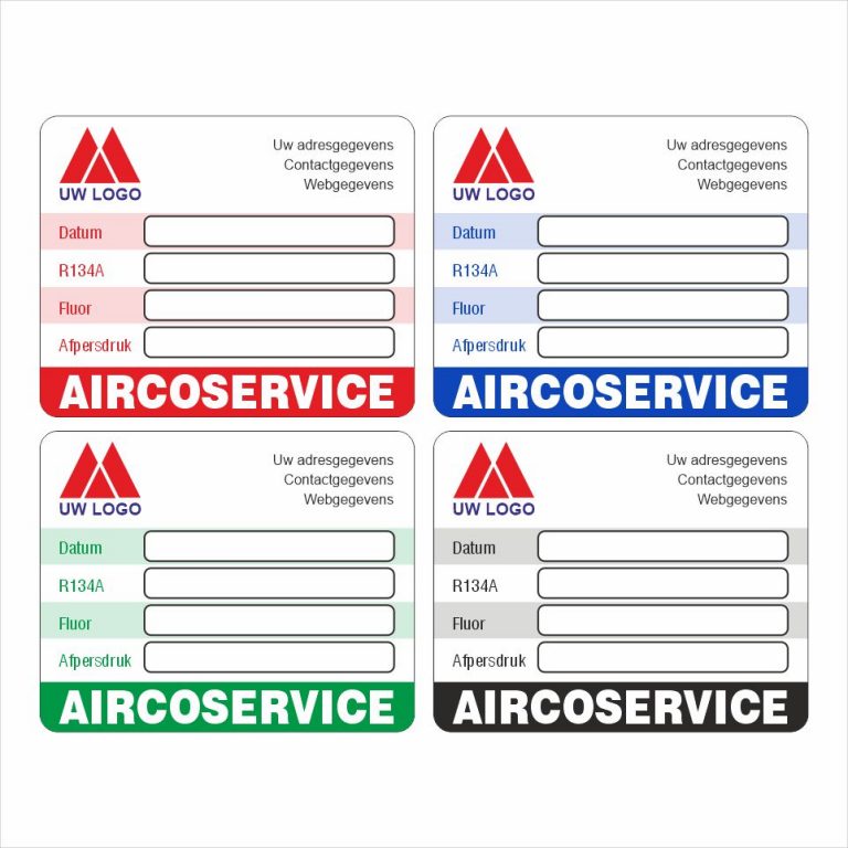 Onderhoud stickers airco onderhoud service R134A - www.meerstickers.nl