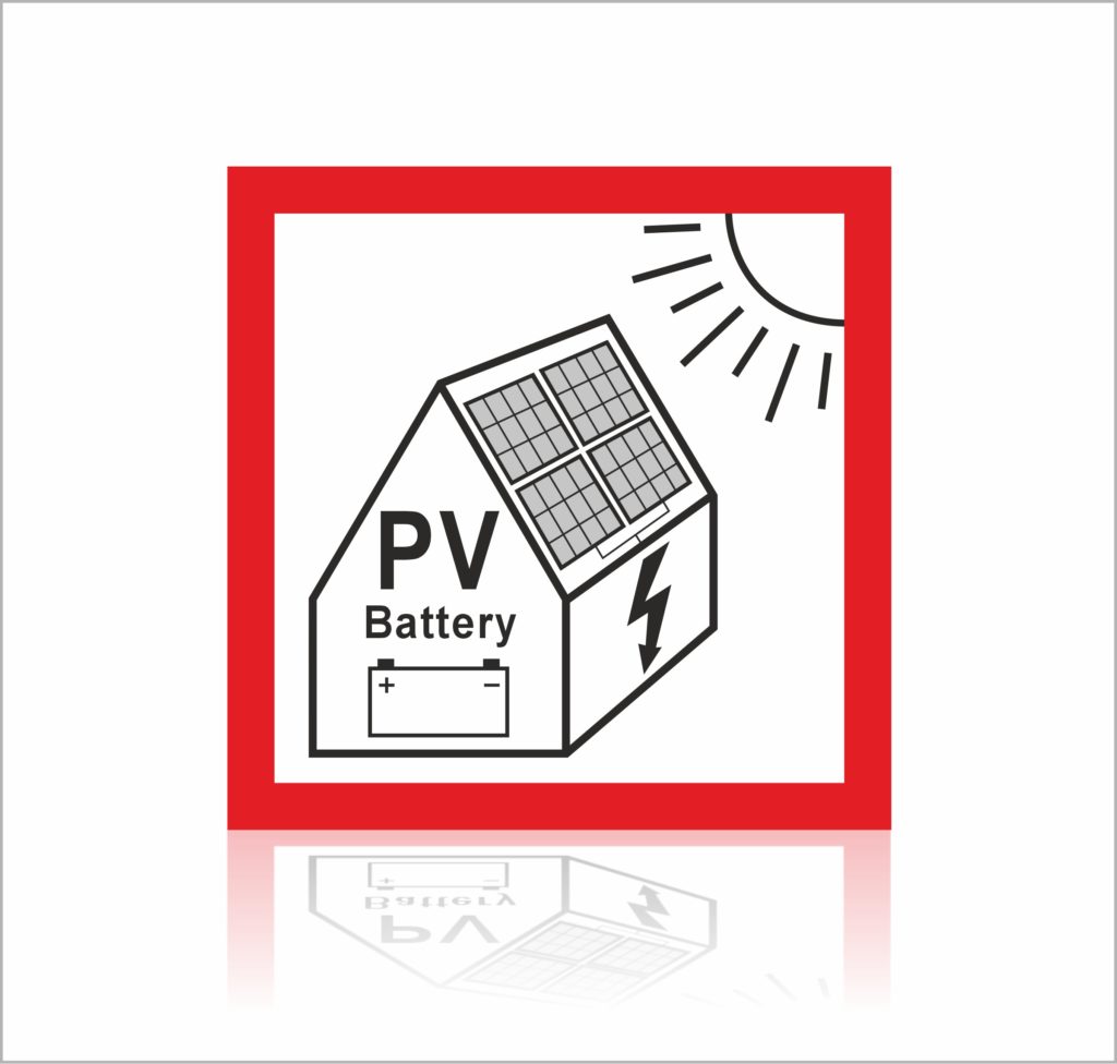 PV Stickers zonnepaneel batterij - accu NEN1010 - MeerStickers.nl